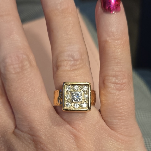 Jewelry | Gold Square Halo Diamond Ring Women Jewelry | Poshmark